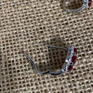 Angelique | Jewelry | Simulated Ruby Huggie Omega Hoops Stainless ...